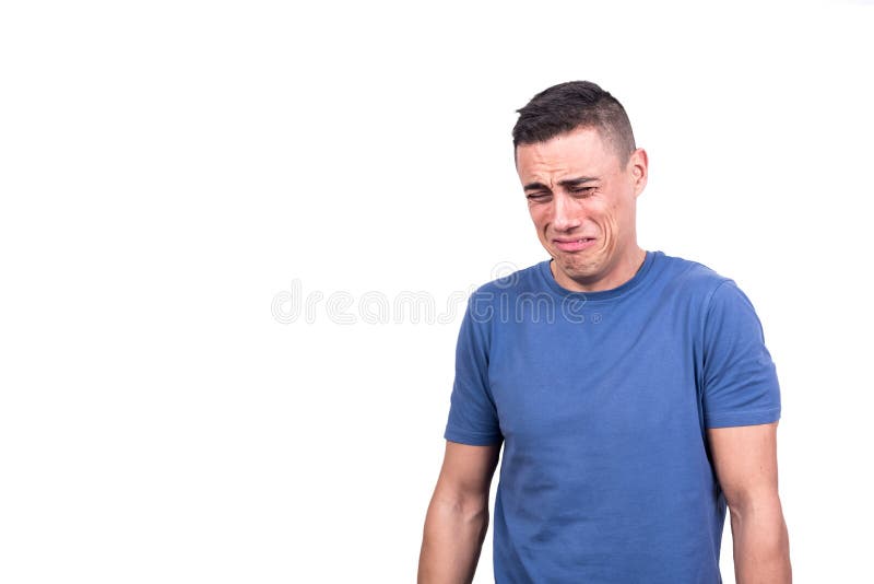 Portrait of an Adult Man Crying while Standing Stock Image - Image of ...