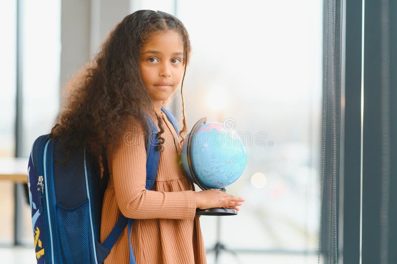 Portrait of African American Elementary School Girl in Class Stock ...