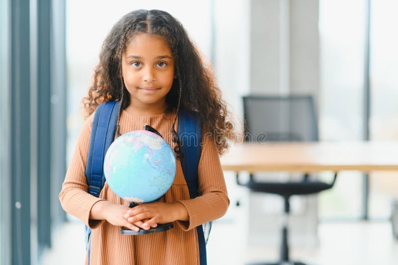 Portrait of African American Elementary School Girl in Class Stock ...