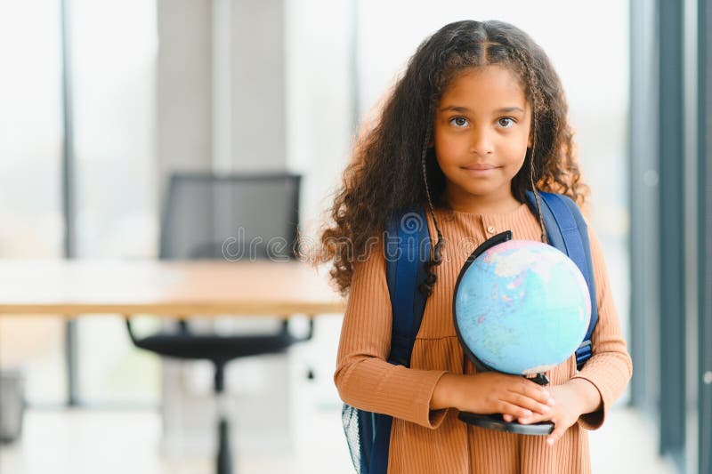 Portrait of African American Elementary School Girl in Class Stock ...