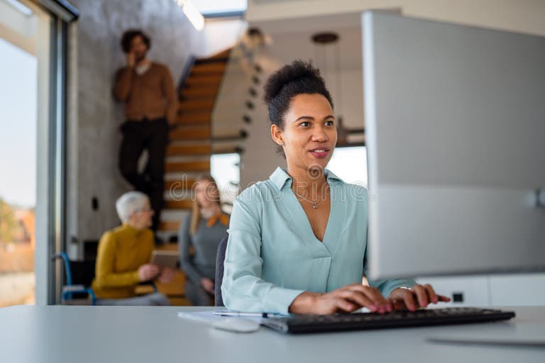 Portrait of African American Female it Developer, Programmer, Designer ...