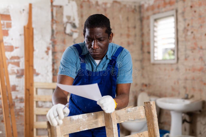 Portrait of Man Builder with Project Documentation Stock Image - Image ...