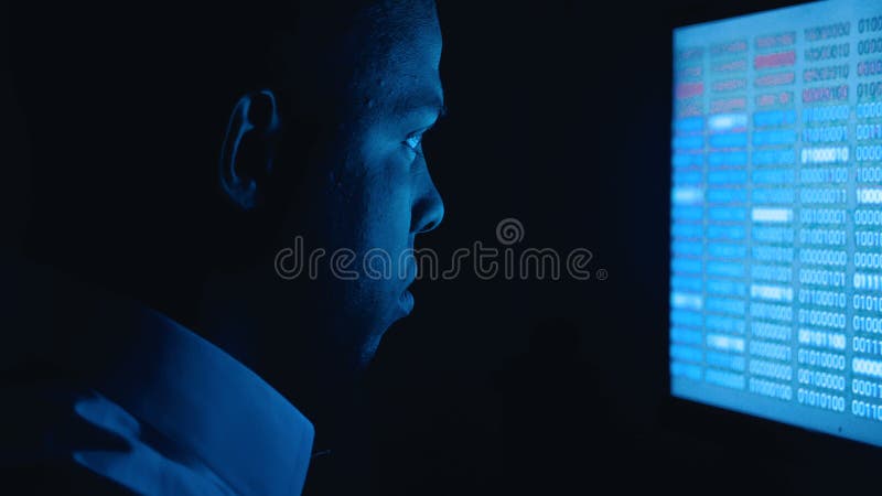 Portrait of African American Man Programmer Coding Network Security ...