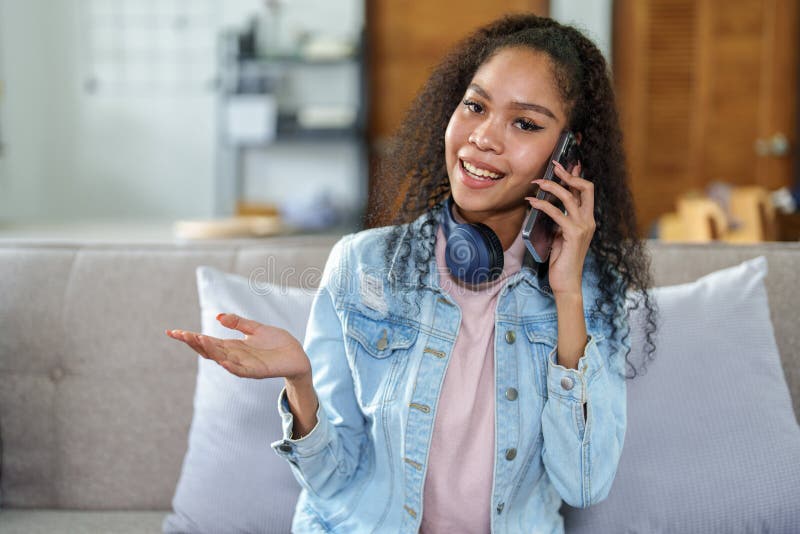 Portrait of African Americans Using Smartphone Mobile Stock Photo ...