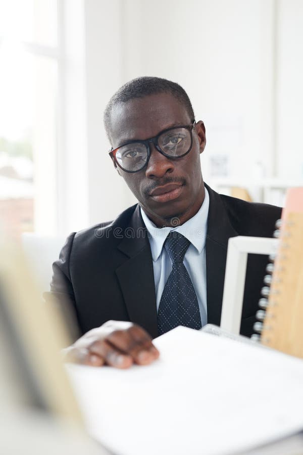 Serious Office Worker at Office Stock Photo - Image of desk, suit ...