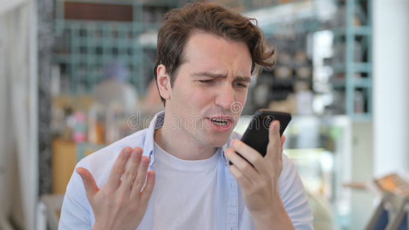Portrait of Aggressive Man Angry on Smartphone Stock Image - Image of ...