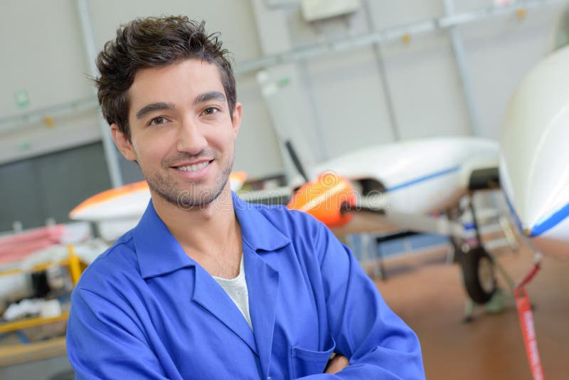 Portrait Aircraft Laborer Posing Stock Image - Image of aircraft ...