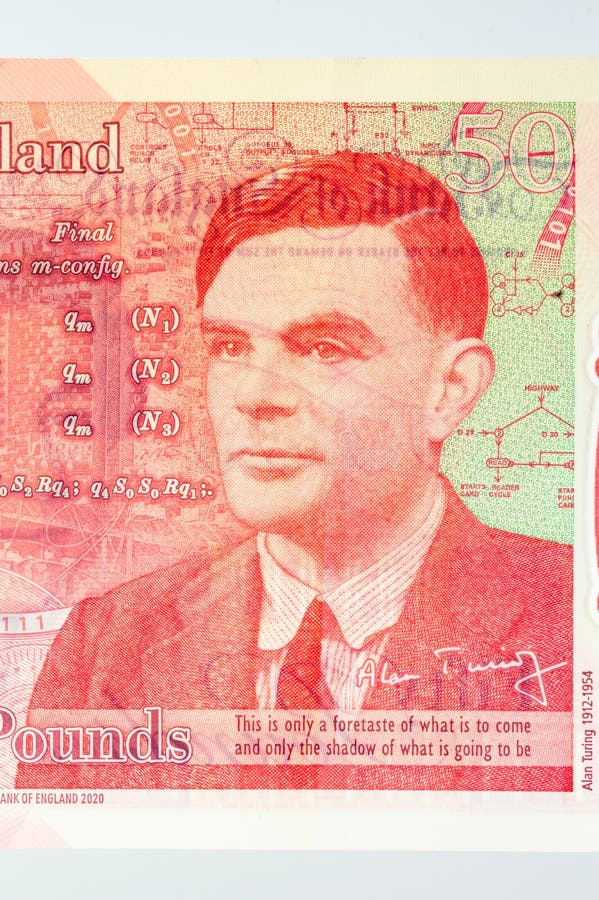 Portrait of Alan Turing on the 50 GBP Note Stock Photo - Image of ...