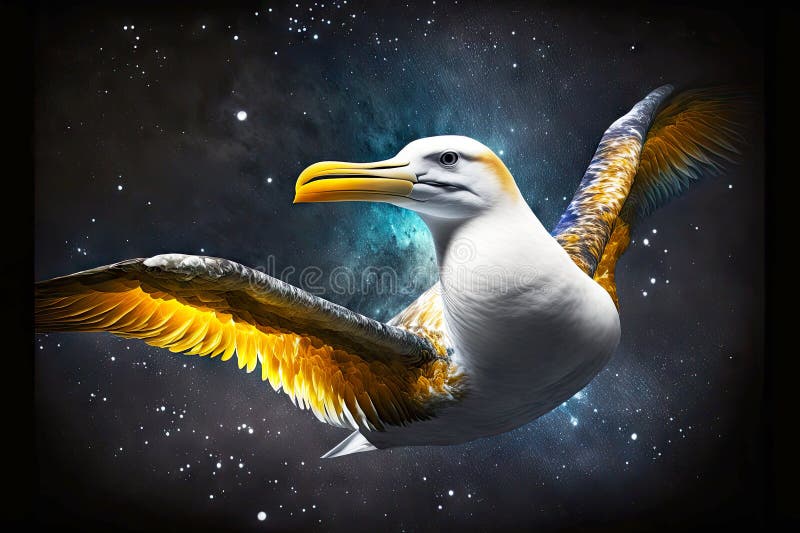 Portrait of Albatross Flying in Space Stock Illustration - Illustration ...
