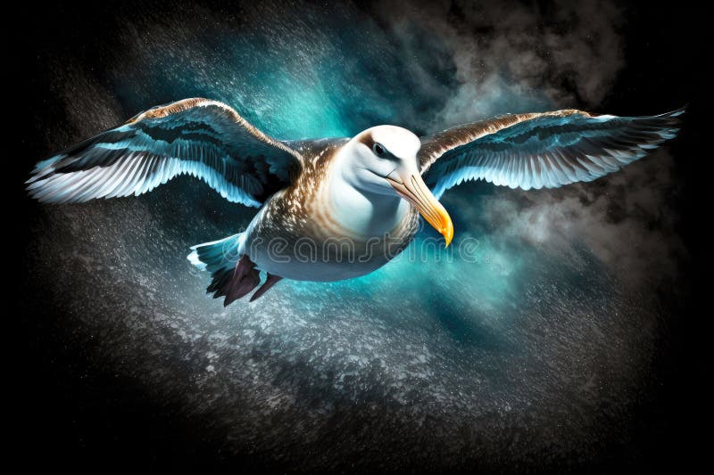 Portrait of Albatross Flying in Space Stock Illustration - Illustration ...