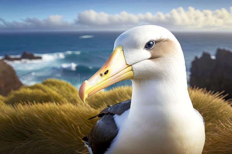 Portrait of Albatross in a Natural Environment Stock Illustration ...