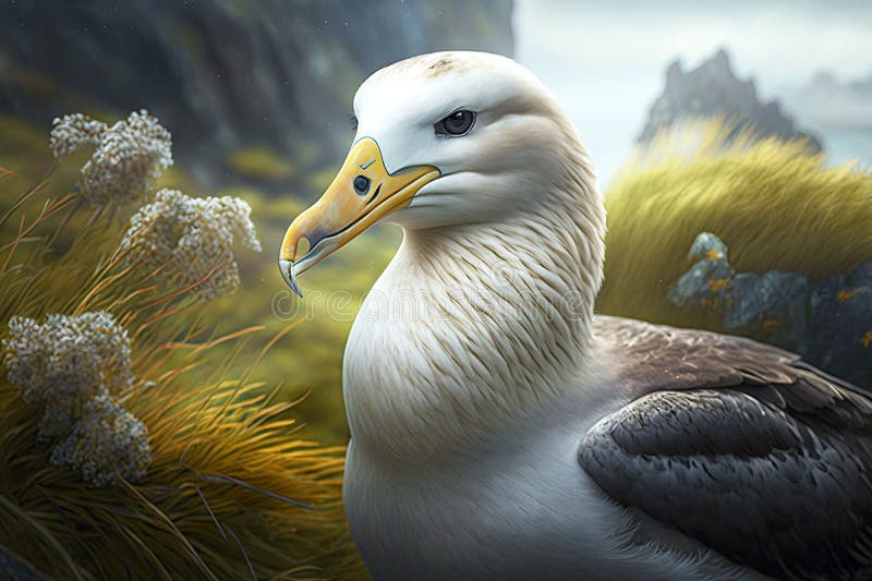 Portrait of Albatross in a Natural Environment Stock Illustration ...