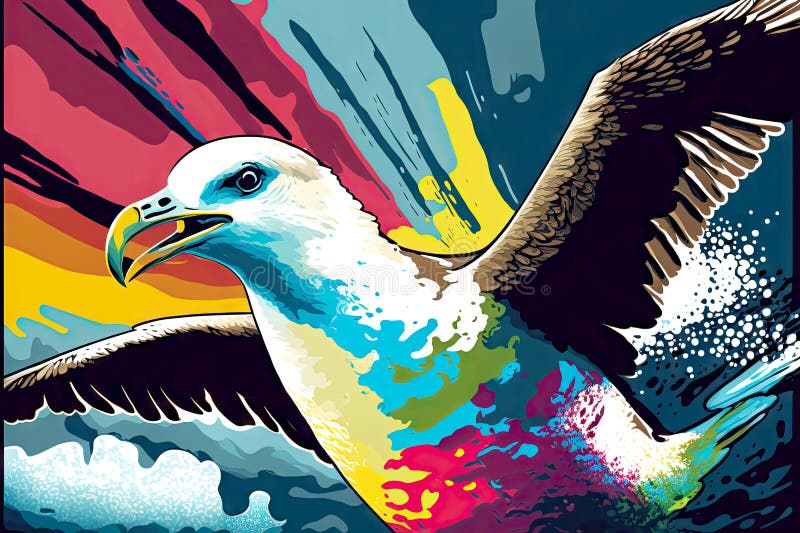 Portrait of Albatross in Pop Art Style, Flying Colors, Expression Stock ...