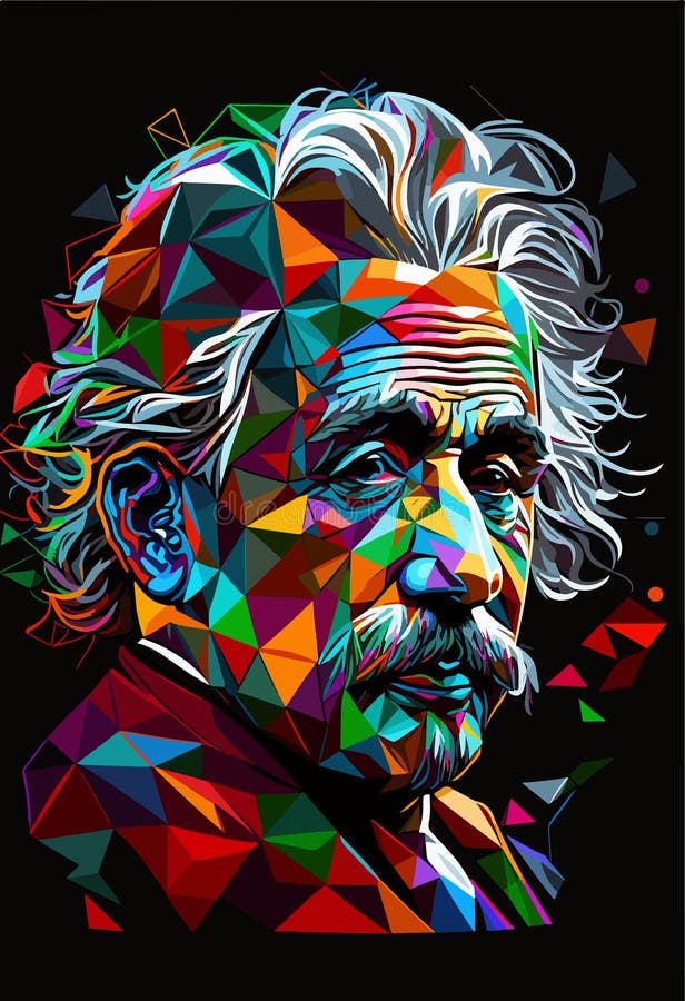 Portrait of Albert Einstein Abstract Triangle Pop Art Illustration ...