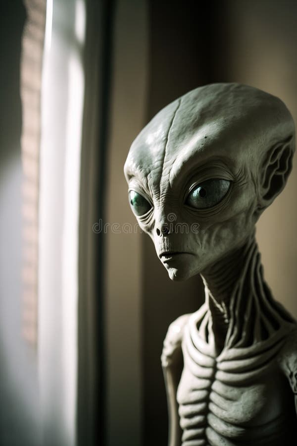 Portrait of an Alien with Big Eyes and a Big Head Stock Illustration ...