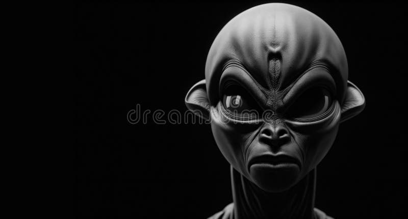 Portrait of an Alien on a Black Background. Genarative AI. Stock ...