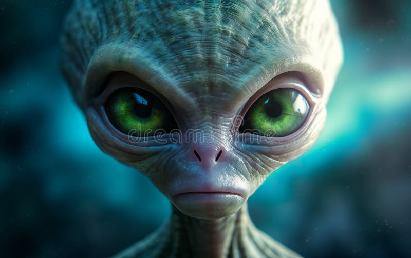 Portrait of an Alien on Blue Stock Illustration - Illustration of head ...