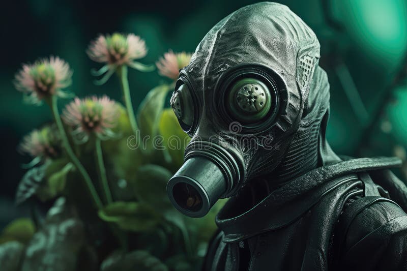 Portrait of Alien Humanoid in Gas Mask. Generative AI Stock ...