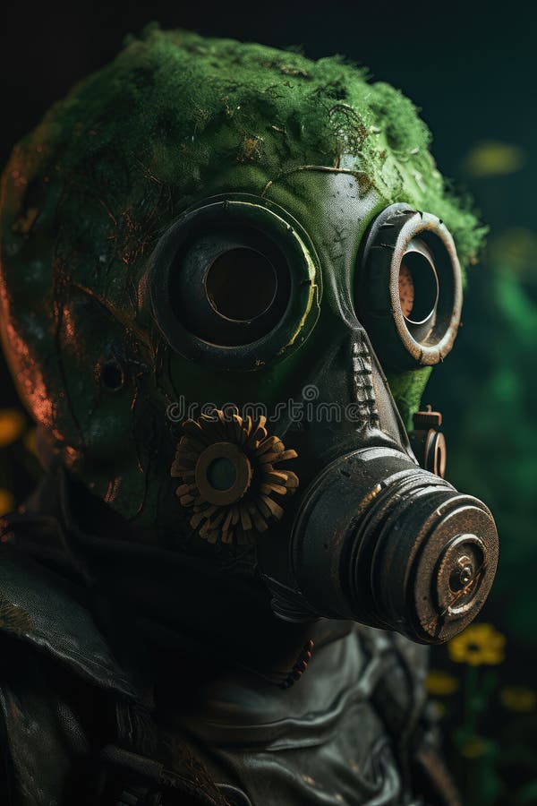 Portrait of Alien Humanoid in Gas Mask. Generative AI Stock ...