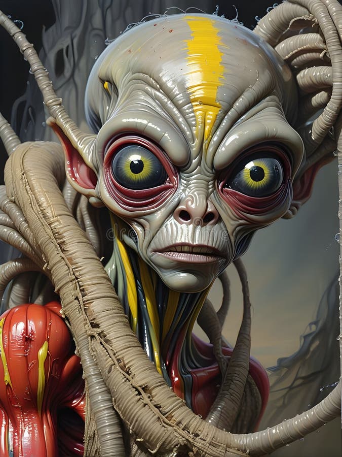 Portrait of Alien with Mysterious Alien Figure Stock Illustration ...