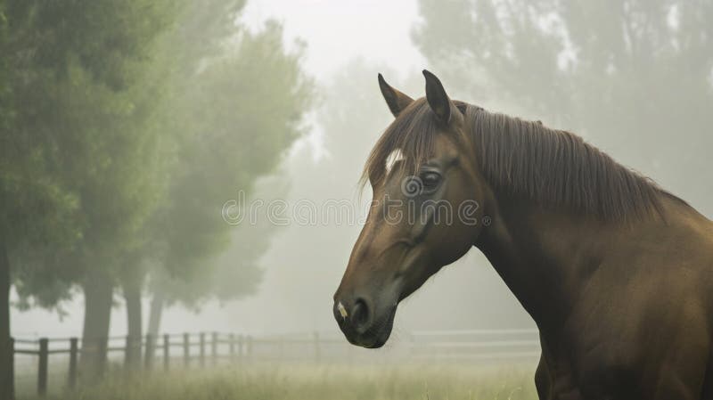 Portrait Andalusian Horse in a Mist. Generative Ai Stock Illustration ...