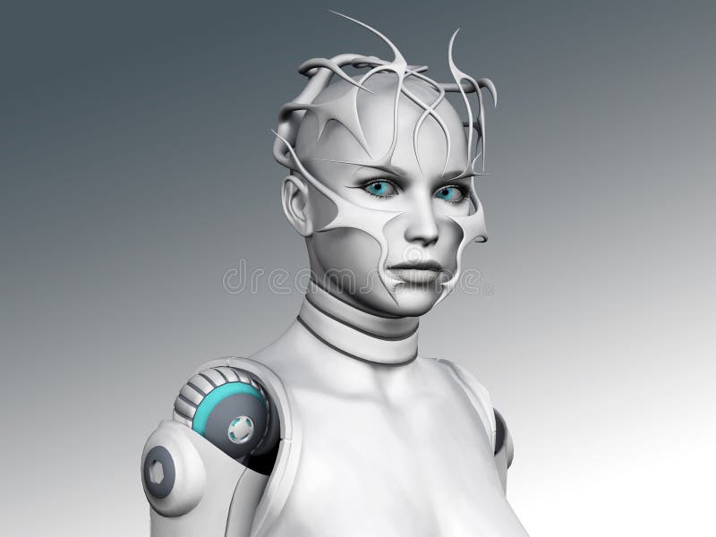 Android Woman Head on a Podium. Stock Illustration - Illustration of ...