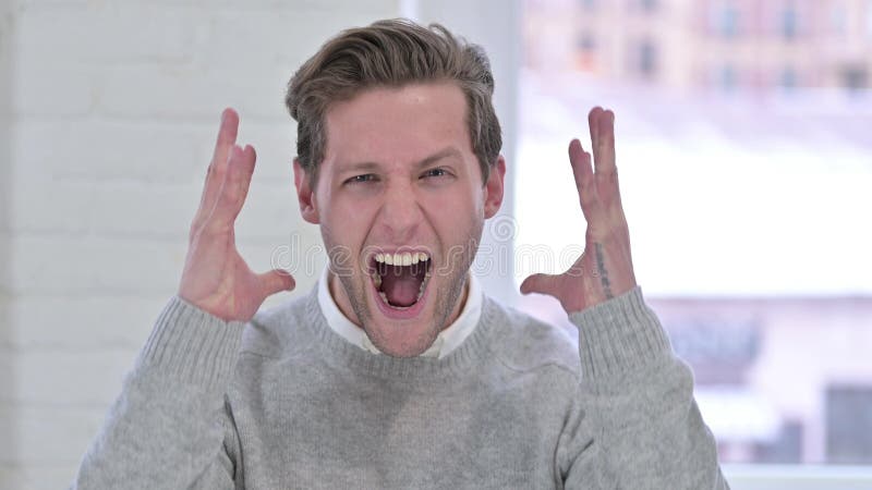 Portrait of Angry Creative Young Man Shouting Stock Image - Image of ...