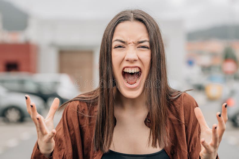 Angry Girl Screaming Stressed Stock Photo - Image of aggressive ...