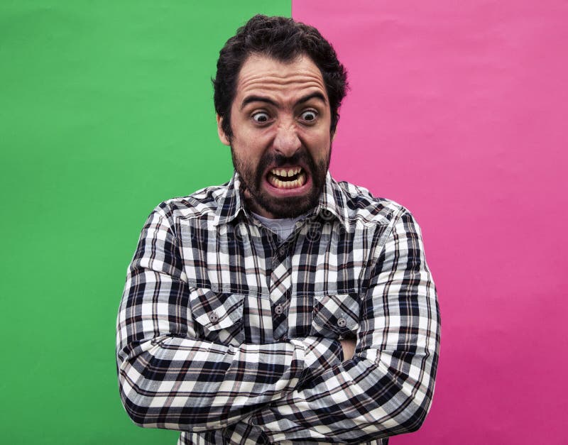 Portrait of Angry Insane Man Stock Photo - Image of expression ...