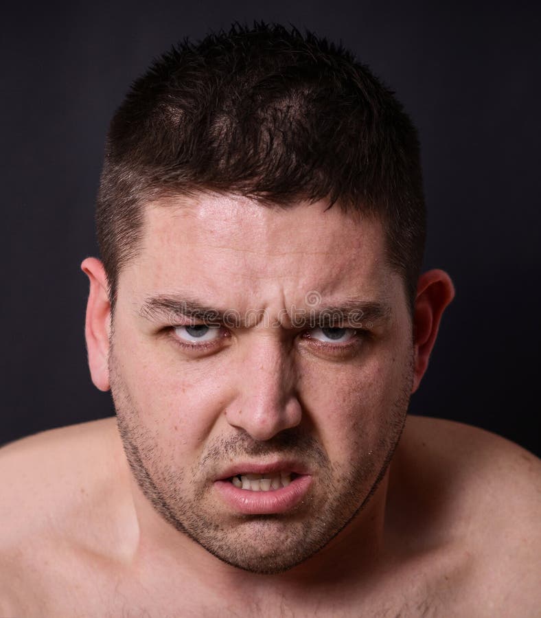 Portrait of Angry Man Against Dark Background Stock Image - Image of ...