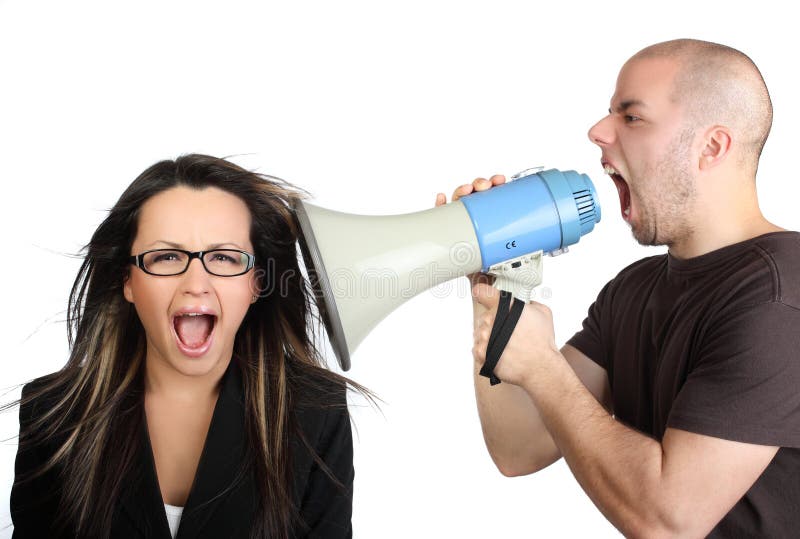 Portrait of Angry Man Shouting at Megaphone Stock Photo - Image of ...
