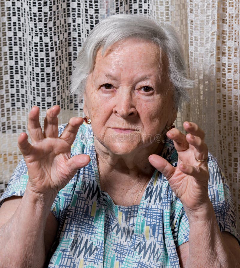 Portrait of Angry Old Woman Stock Image - Image of angry, gesturing ...