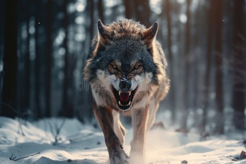 Angry Wolf stock illustration. Illustration of aggressive - 346283912