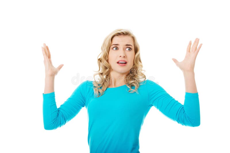 Portrait of Angry Woman with Hands Up Stock Photo - Image of beautiful ...