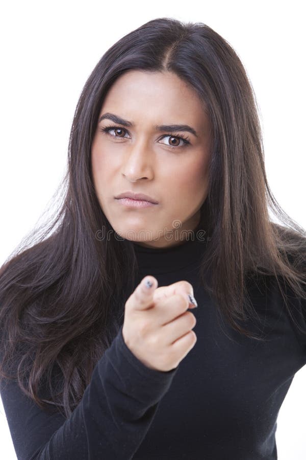 Portrait of Angry Woman Pointing with Hands Stock Photo - Image of goth ...
