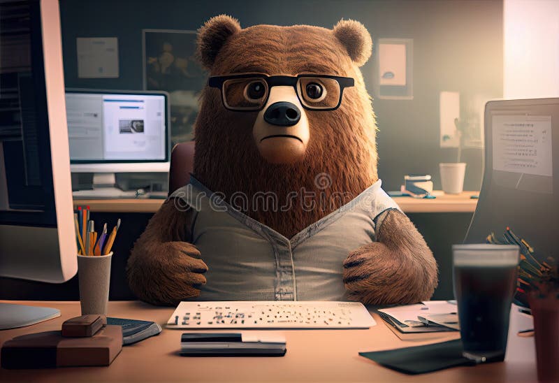 Portrait of an Anthropomorphic Bear As a Developer in the Office ...