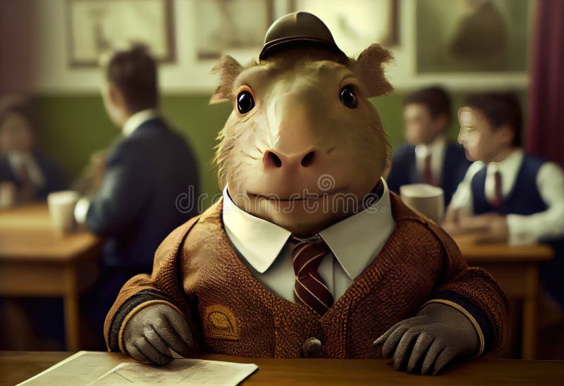Portrait of an Anthropomorphic Capybara Dressed As a Schoolboy in a ...