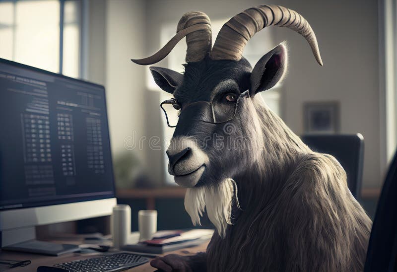Anthropomorphic Goat Dressed in Posh Suit and Tie Sitting in Its Office ...