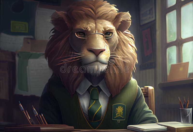 Portrait of an Anthropomorphic Lion Dressed As a Schoolboy in a ...