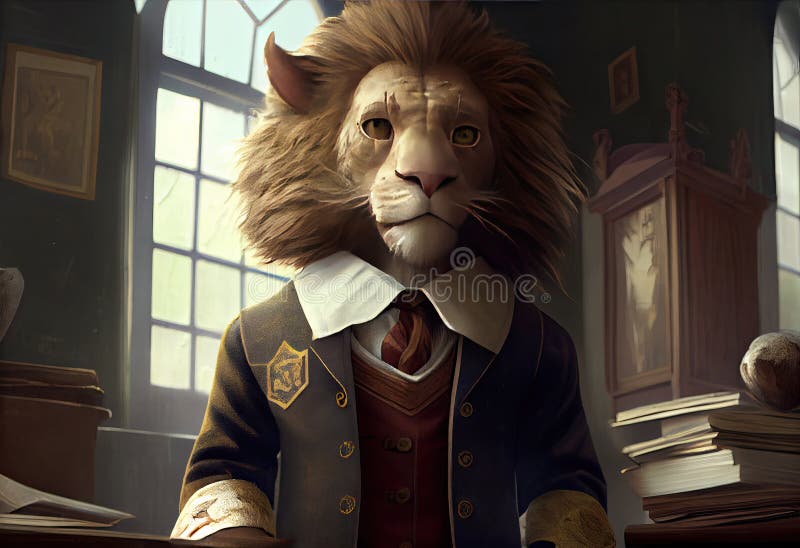 Portrait of an Anthropomorphic Lion Dressed As a Schoolboy in a ...