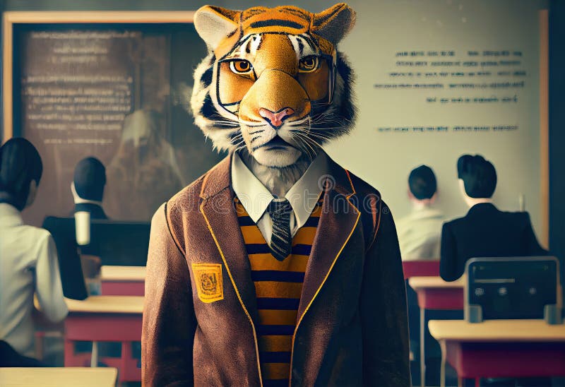 Portrait of an Anthropomorphic Tiger Dressed As a Schoolboy in a ...