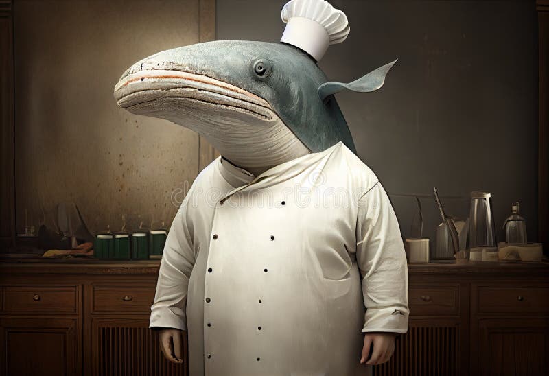 Portrait of an Anthropomorphic Whale in a Restaurant Chef Costume ...