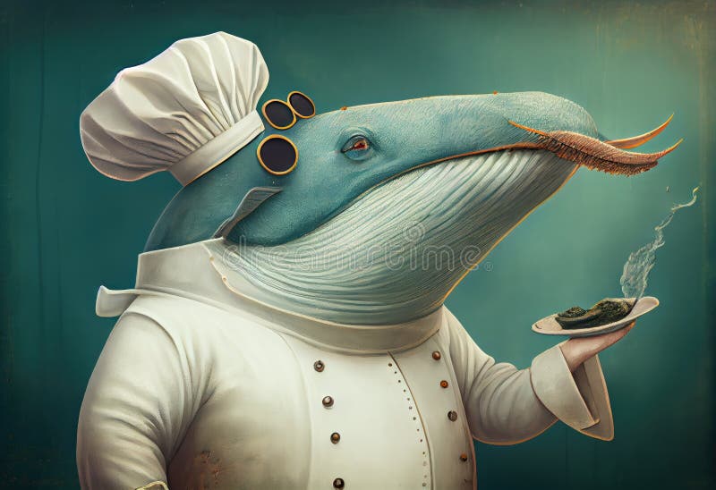 Portrait of an Anthropomorphic Whale in a Restaurant Chef Costume ...