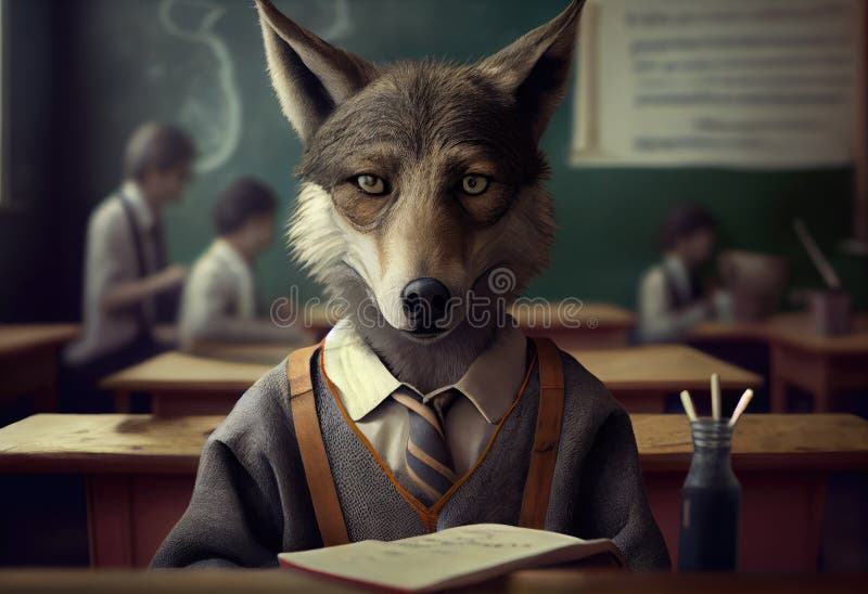 Portrait of an Anthropomorphic Wolf Dressed As a Schoolboy in a ...
