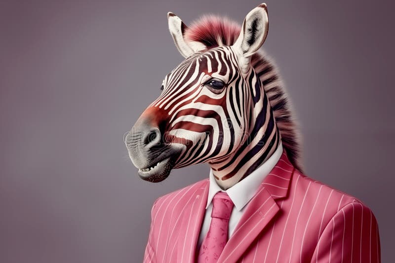 Portrait of a Anthropomorphic Zebra in a Beautiful Elegant Jacket on a ...