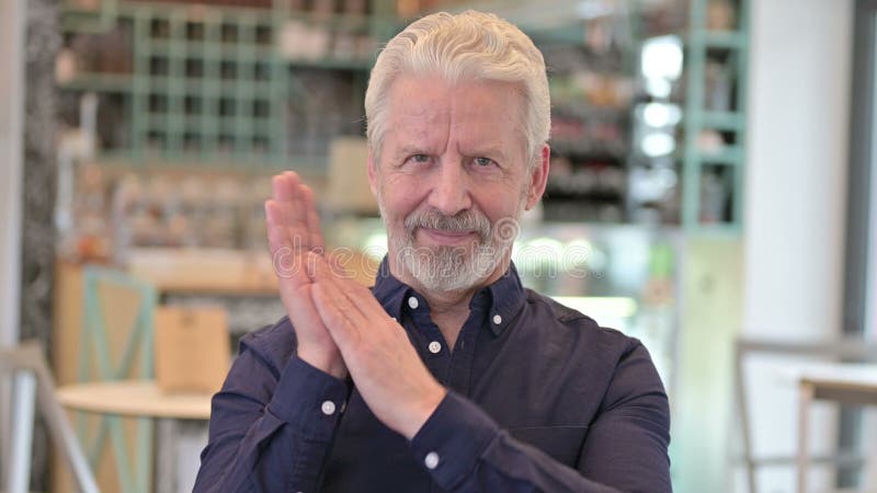 Portrait of Appreciative Senior Old Man Clapping Stock Footage - Video ...