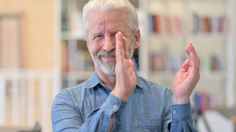 Portrait of Appreciative Senior Old Man Clapping Stock Footage - Video ...