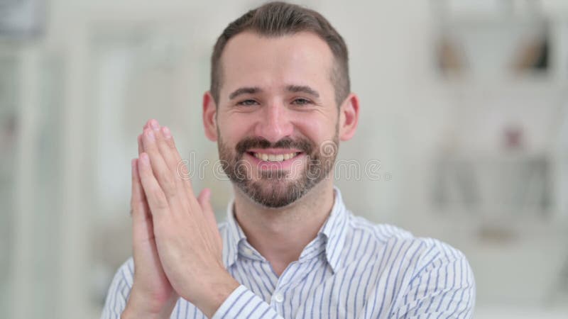 Portrait of Appreciative Young Man Clapping Stock Footage - Video of ...