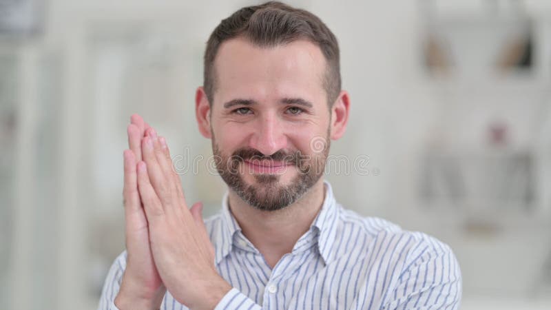 Portrait of Appreciative Young Man Clapping Stock Image - Image of ...