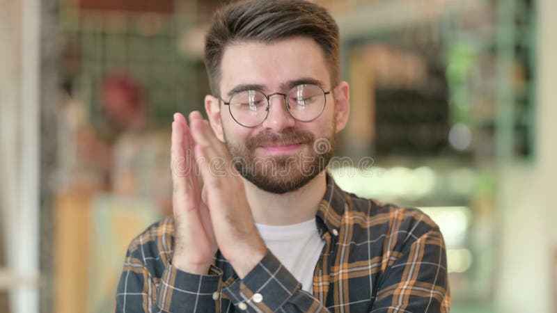Portrait of Appreciative Young Man Clapping Stock Footage - Video of ...